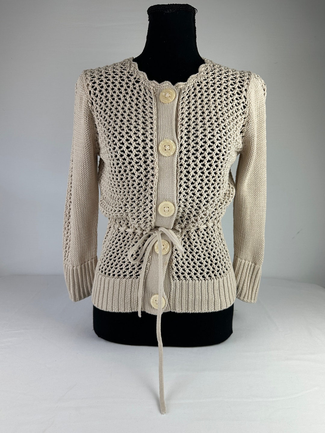 Y2K Gap Beige Cable Knit Cardigan Waist Cinche Vintage - Etsy