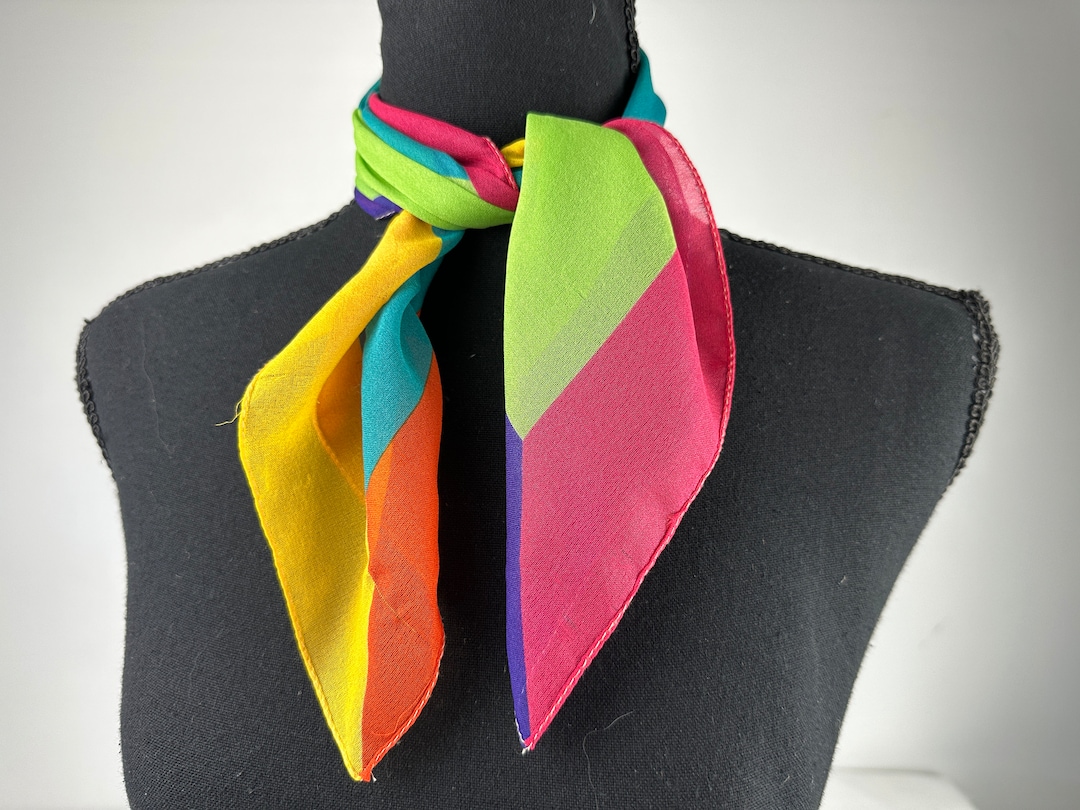 90's Color Block Sheer Scarf Vintage - Etsy