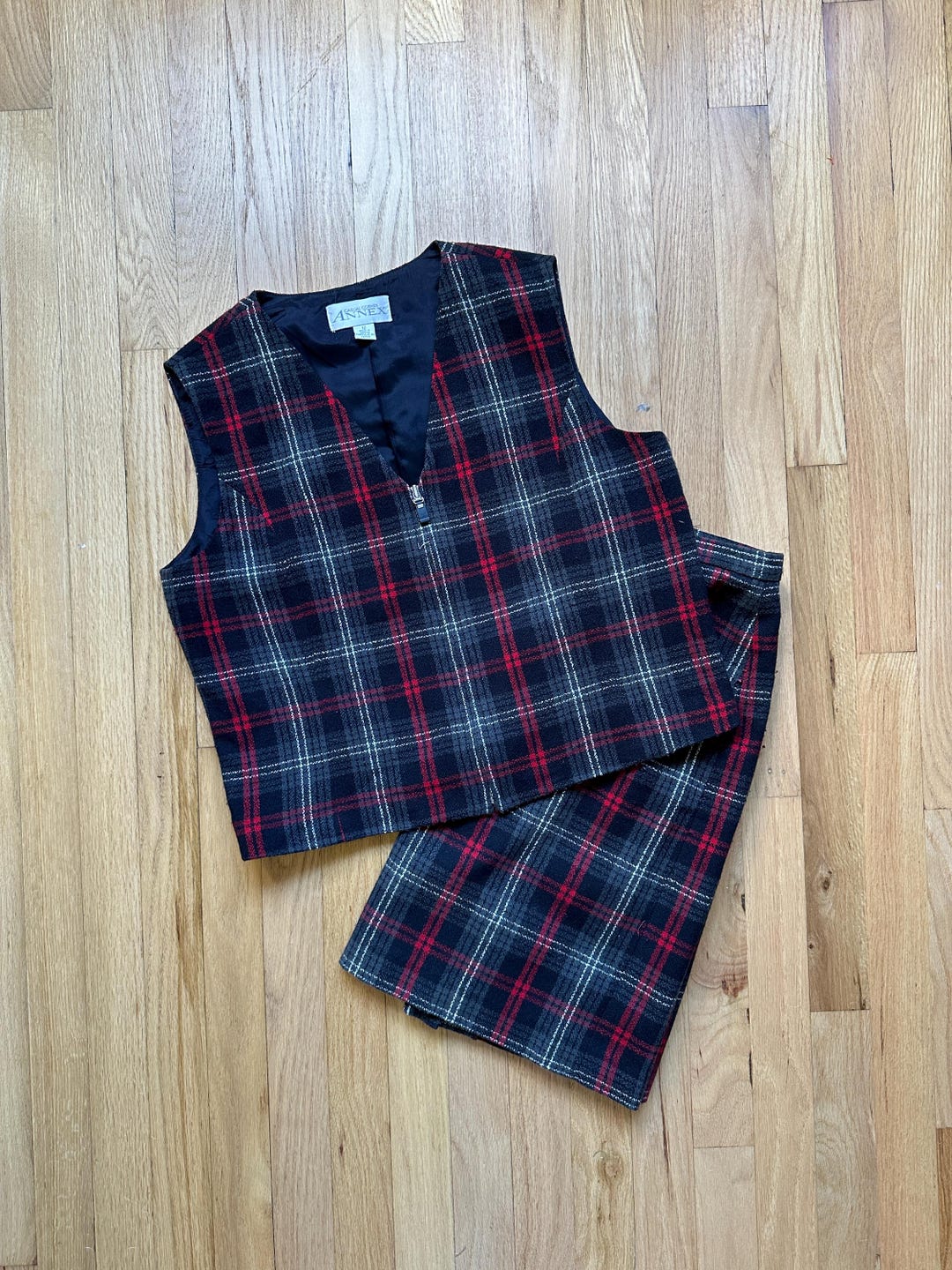 Y2K Plaid Skirt Vest Suit Set 2000's Vintage - Etsy