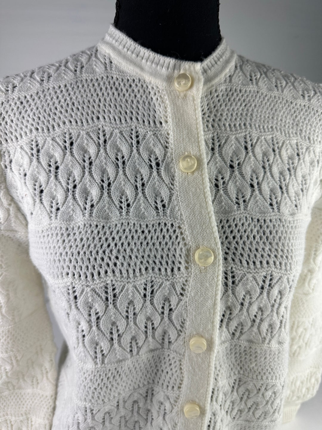 70's Cream Dainty Knit Cardigan Vintage Cottage Core Granny Core - Etsy
