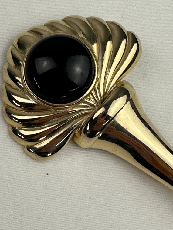 Art Deco Inspired Gold Tone Brooch Vintage 80's - Gem