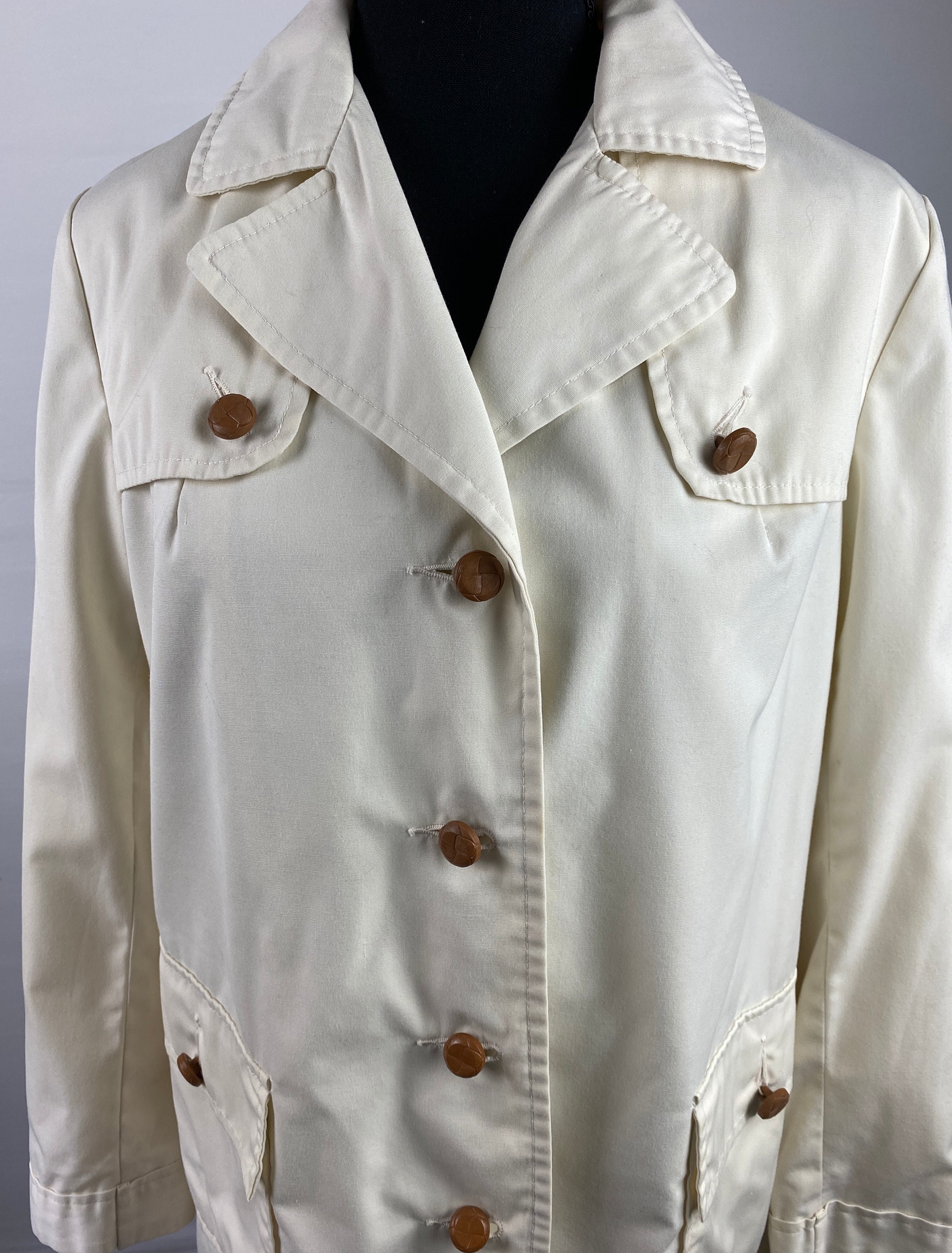 70's Raincoat Ivory Cream Vintage Trench Coat Jacket - Etsy