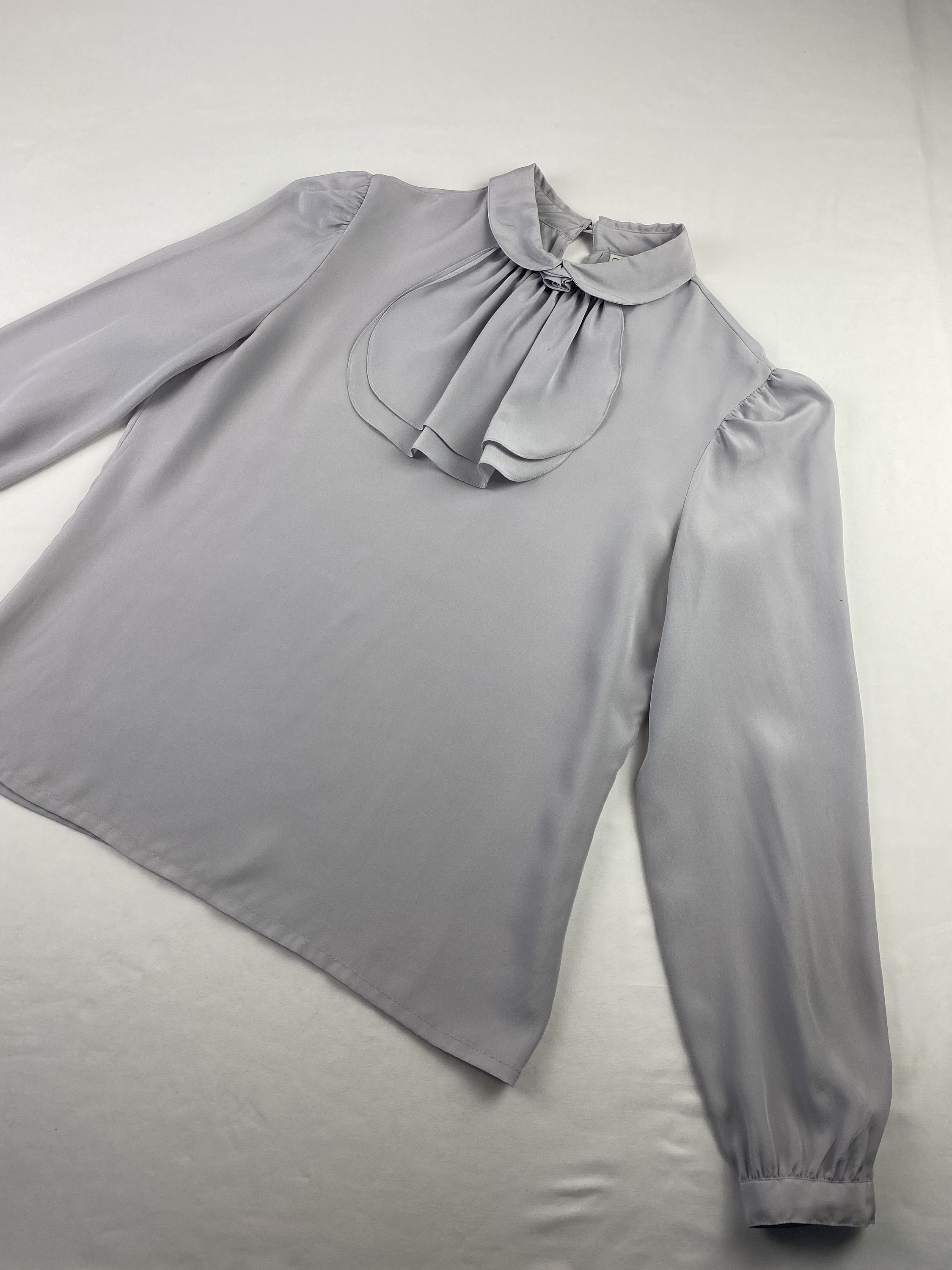 Silver Gray Power Blouse Vintage 80's 90's Ruffle - Etsy