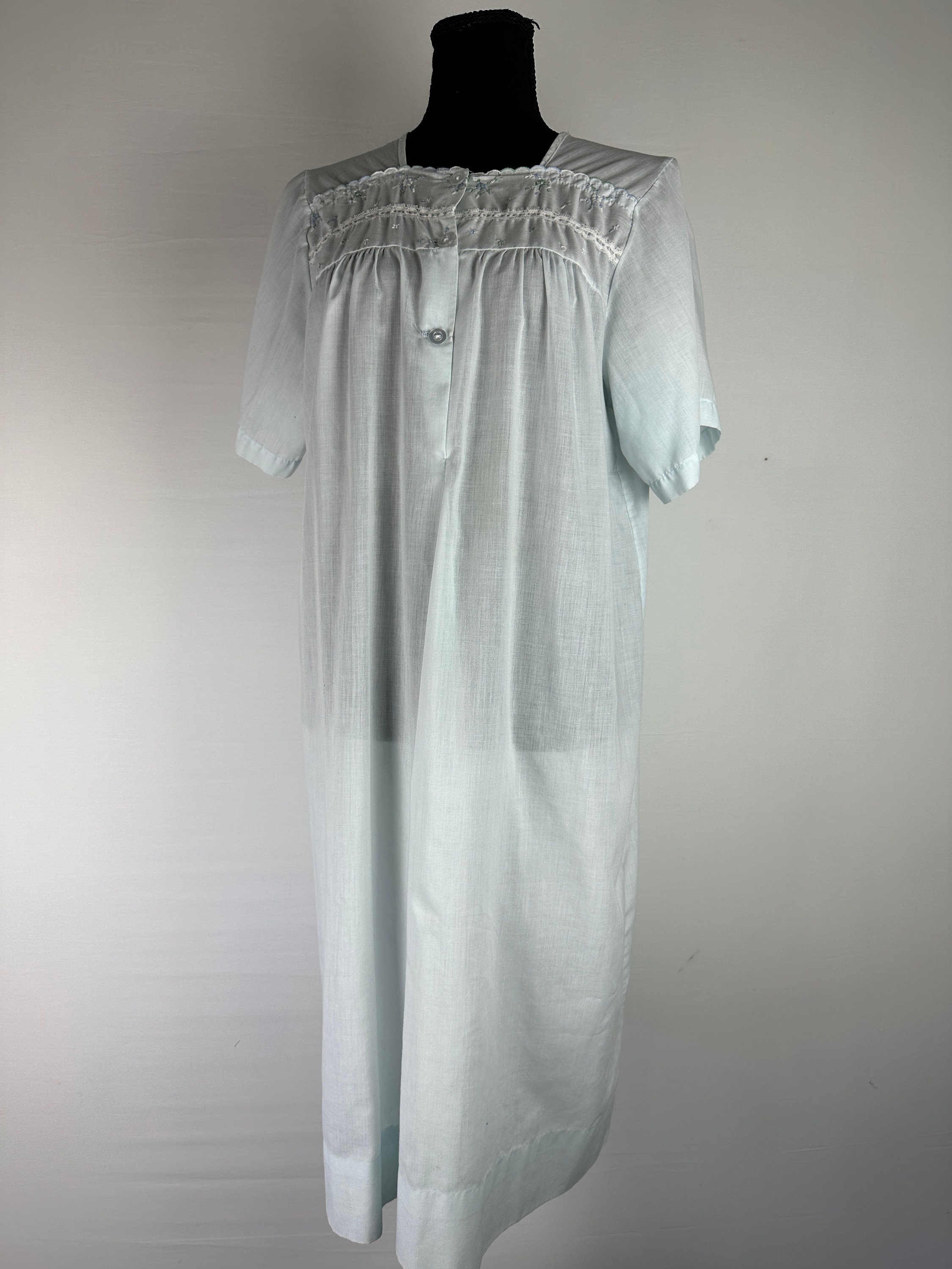 Vintage Baby Blue House Dress Robe Night Gown 80's - Etsy