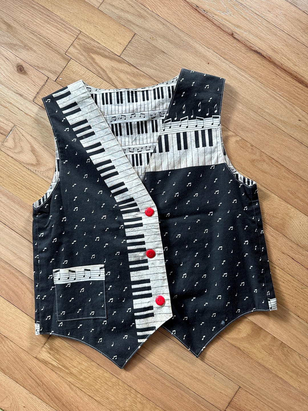 80's Keyboard Music Note Print Cotton Vest Gender Neutral Vintage - Etsy