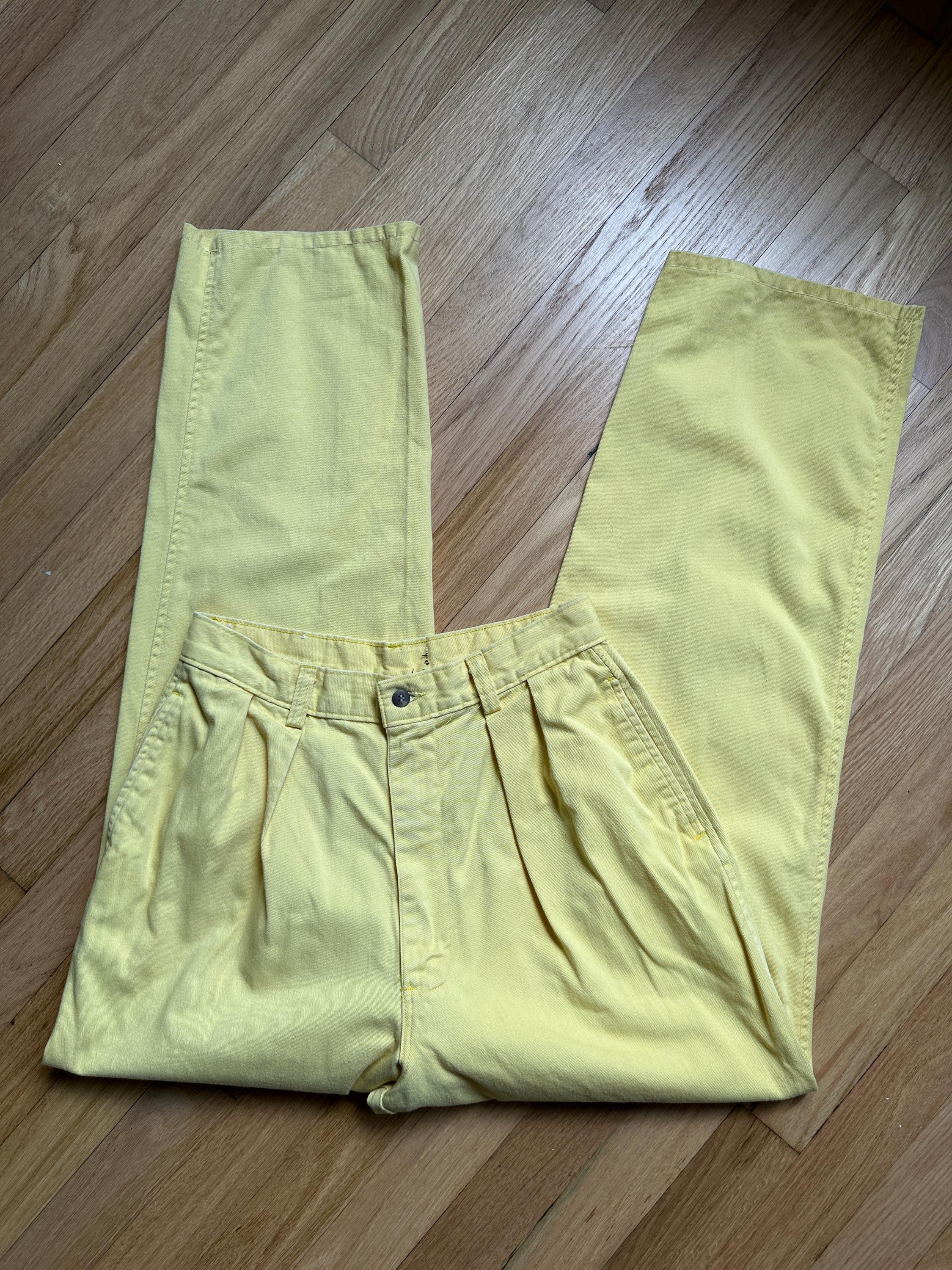 80's Bright Butter Yellow High Waist Pleated Trouser Pants Vintage - Etsy