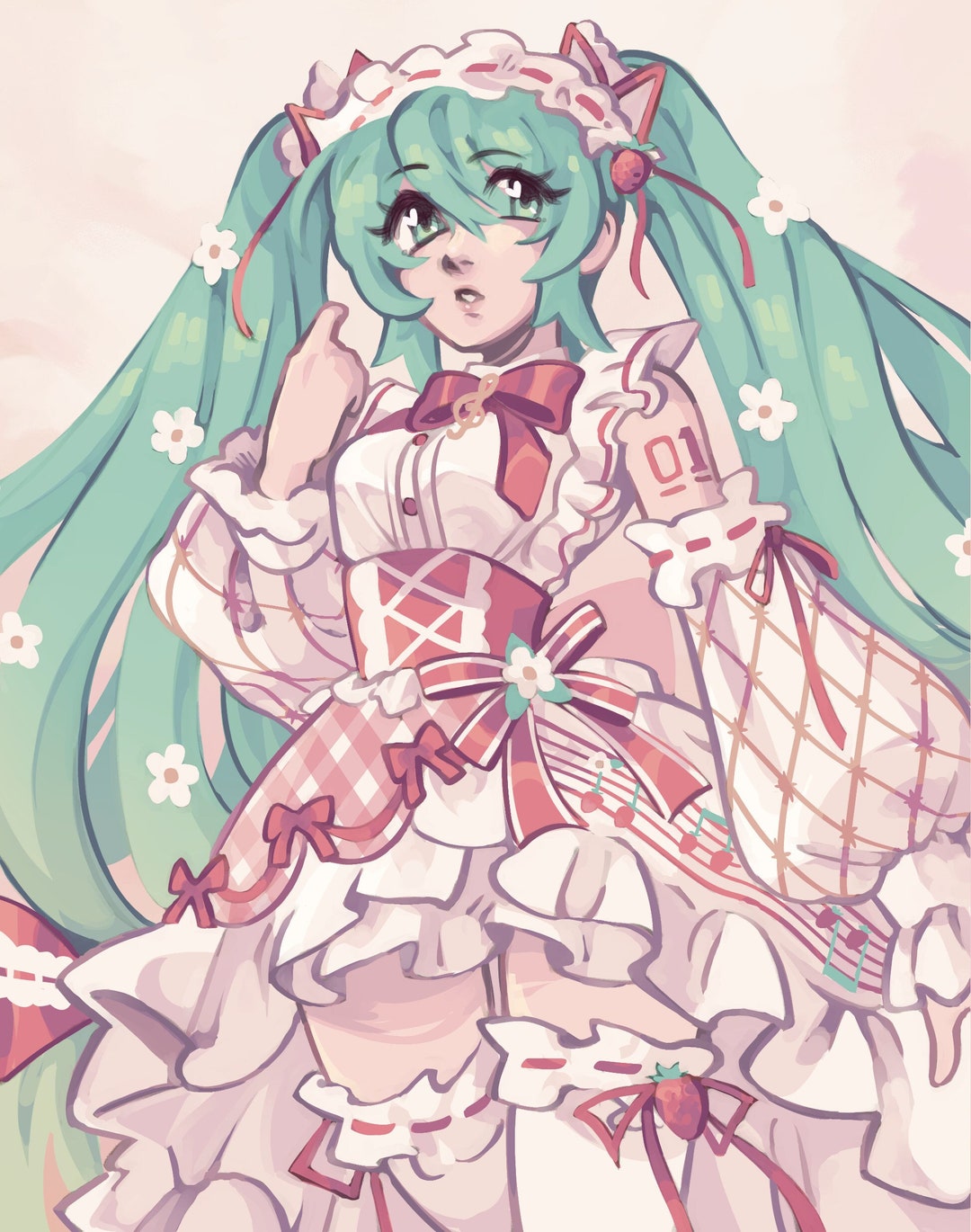Hatsune Miku Strawberry A5 Art Print - Etsy