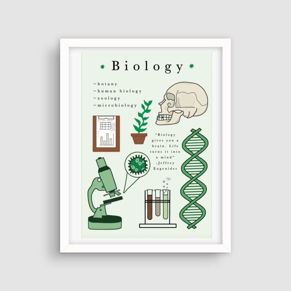 Biology College Major Green Poster 13" by 19" - Etsy