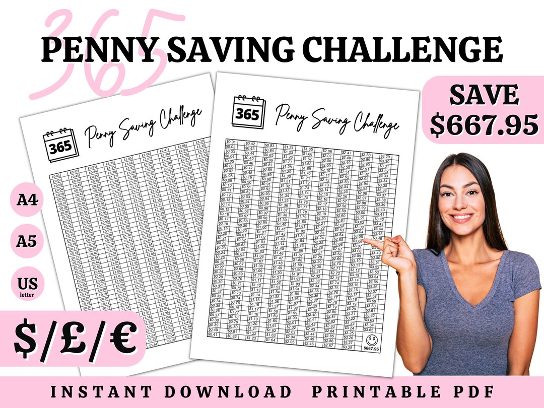 365 Penny Saving Challenge Savings Tracker A4 A5 US Letter - Etsy