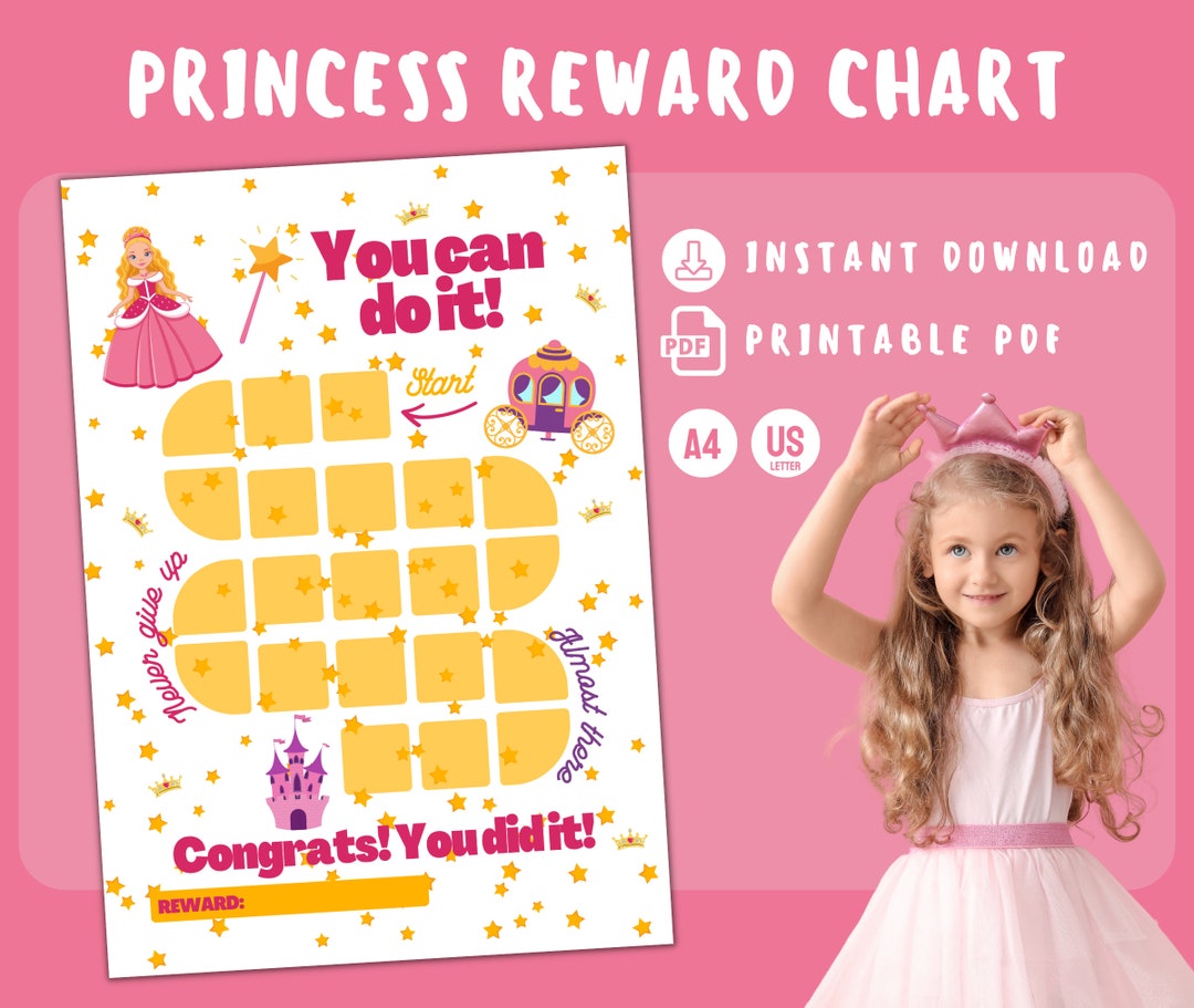 Princess Reward Chart Printable Daily Chore Chart Kids - Etsy