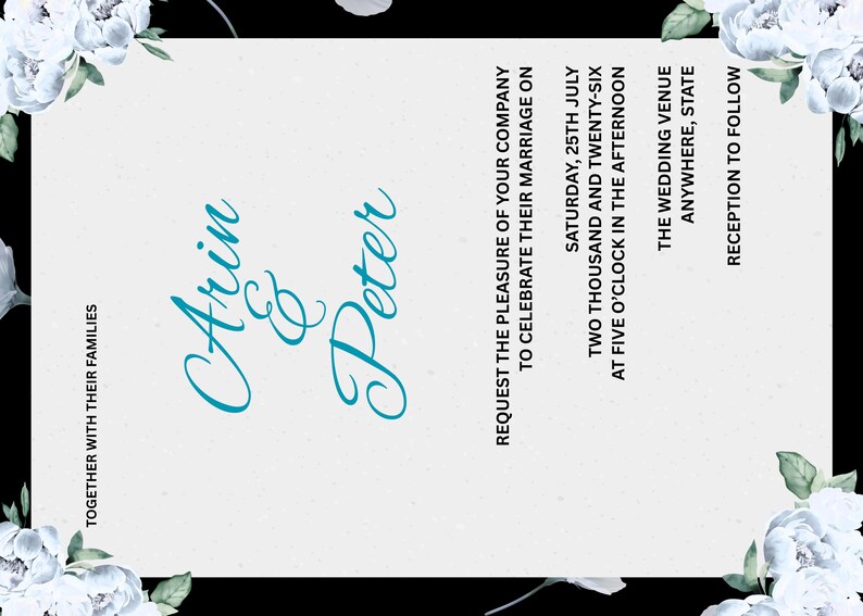 Wedding Invitation Suite Template, White Floral Design, Customizable ...
