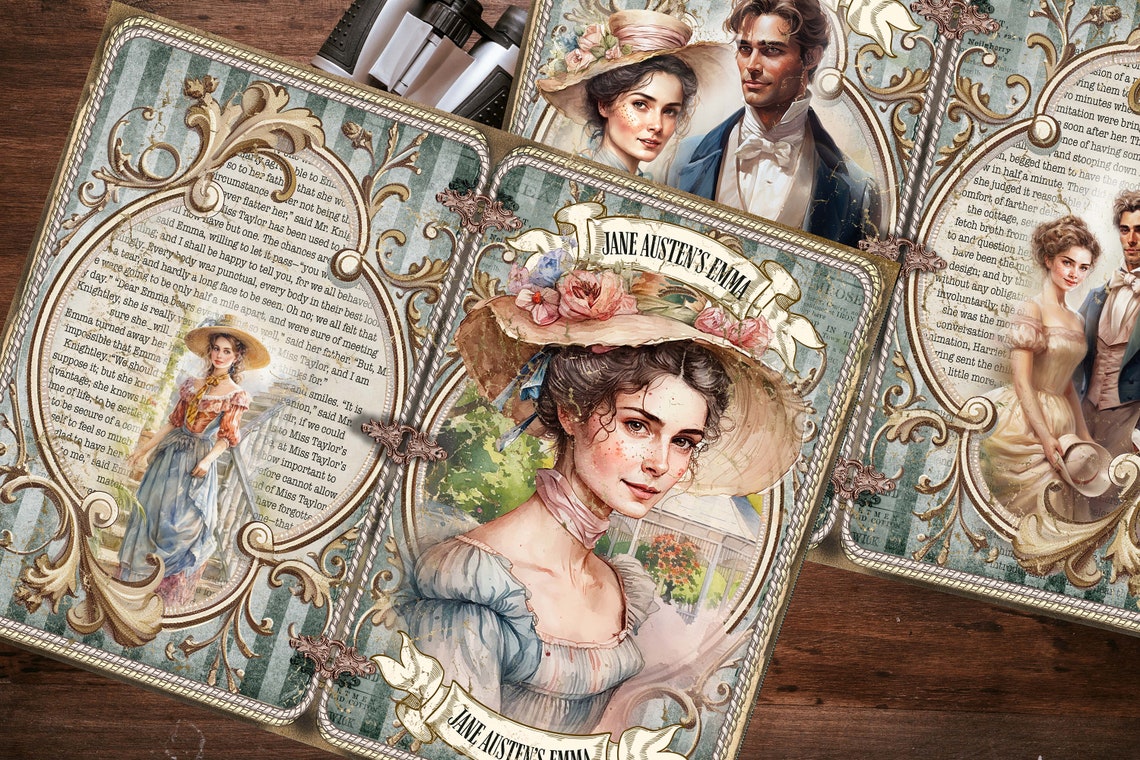 Jane Austen's Emma Junk Journal Kit, Jane Austen Junk Journal Pages ...
