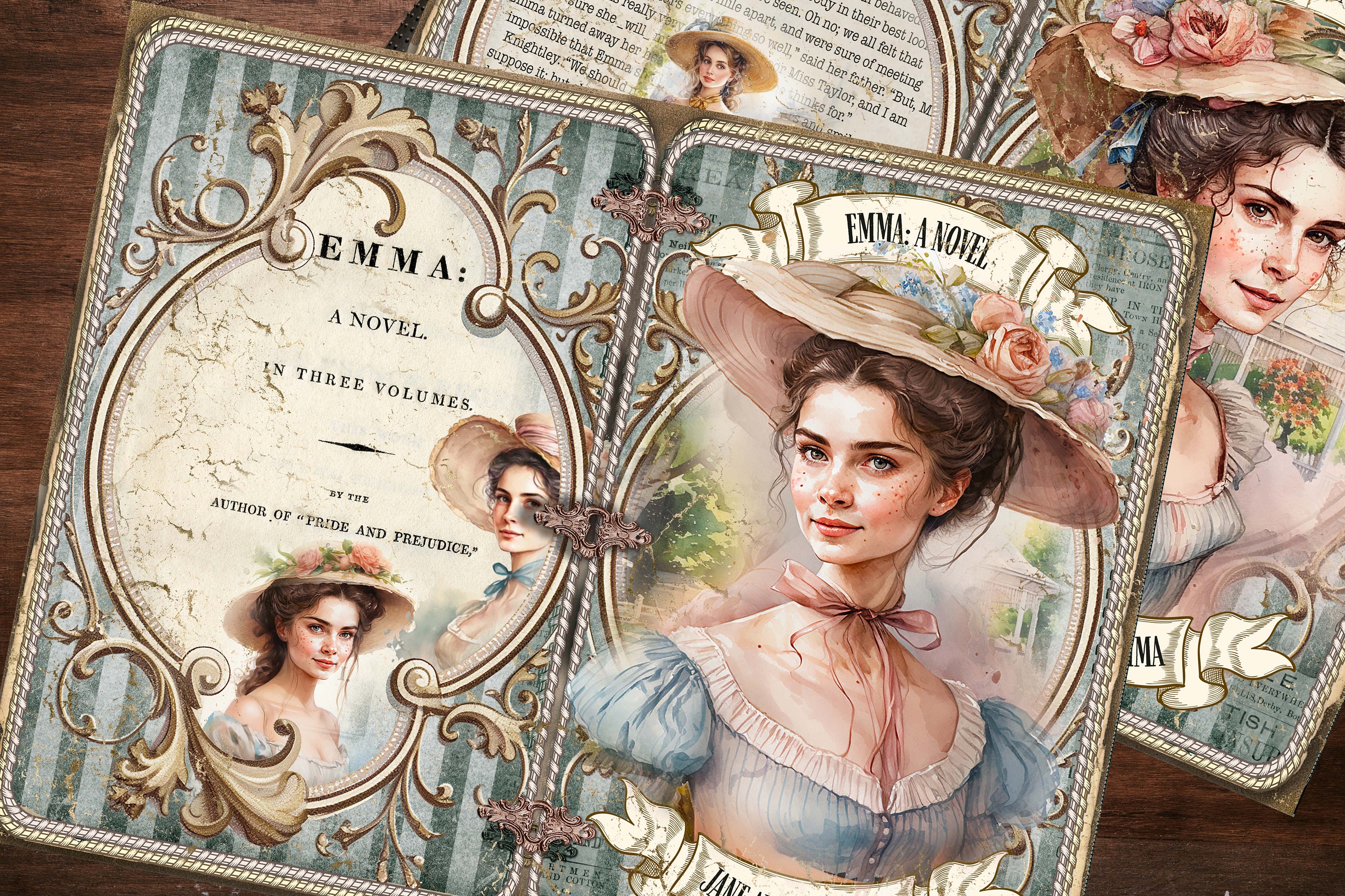 Jane Austen's Emma Junk Journal Kit, Jane Austen Junk Journal Pages ...