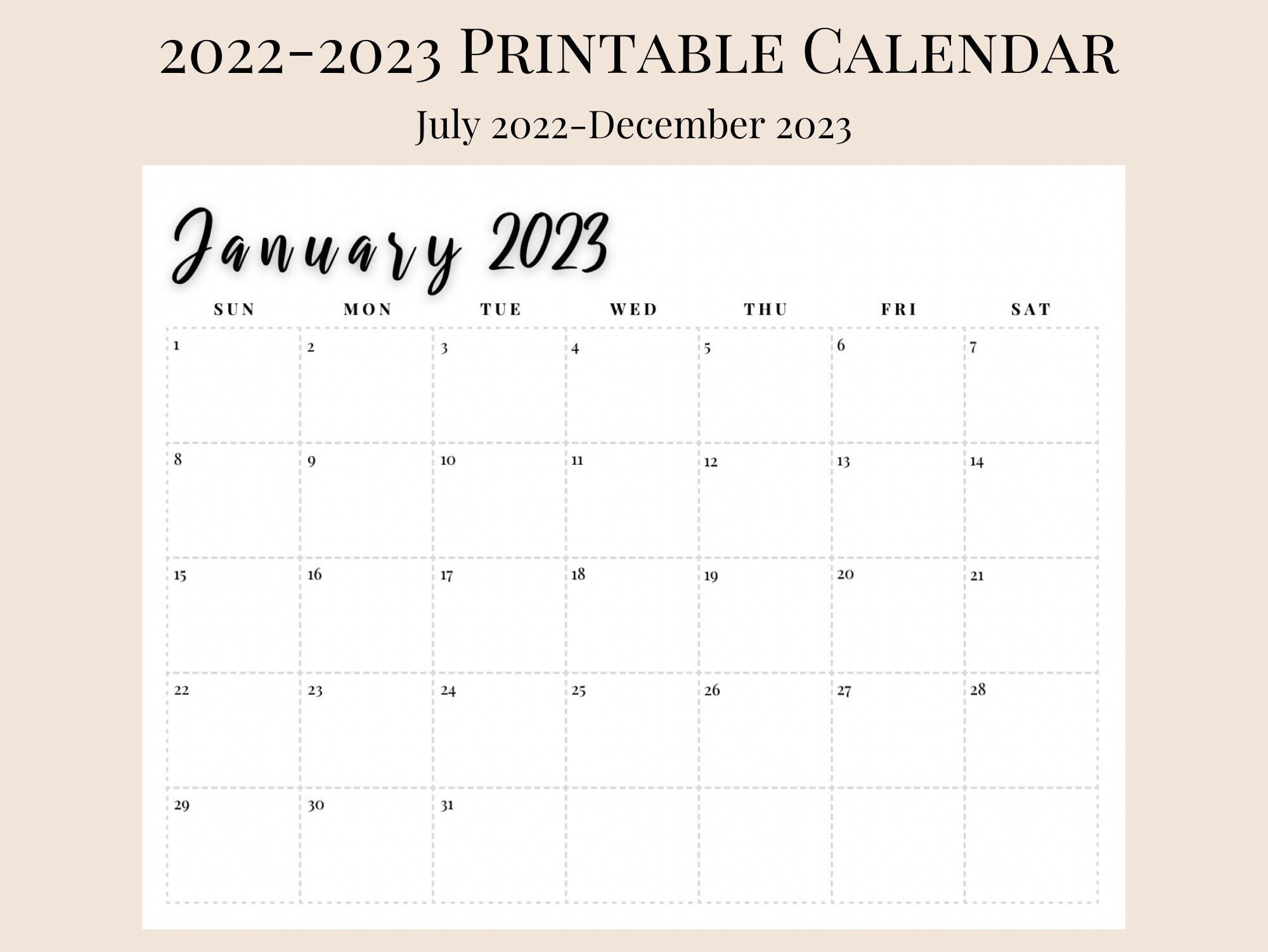 July 2022 Calendar Printable Landscape