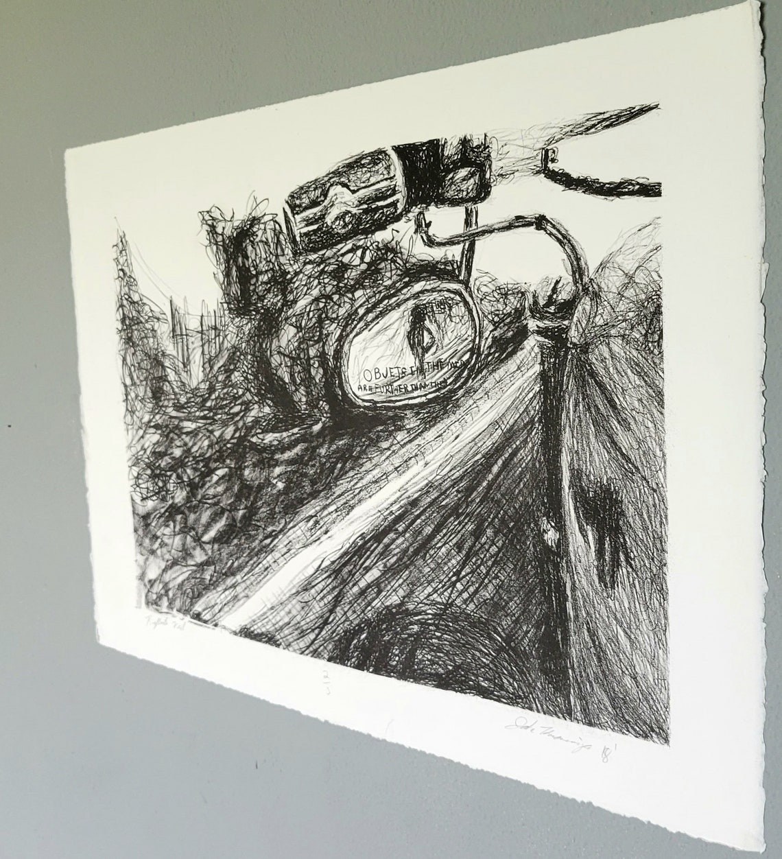 Original Motorcycle Linograph Print - Etsy