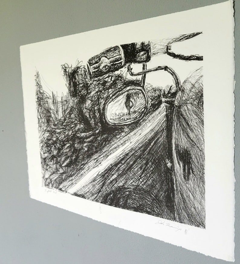 Original Motorcycle Linograph Print - Etsy