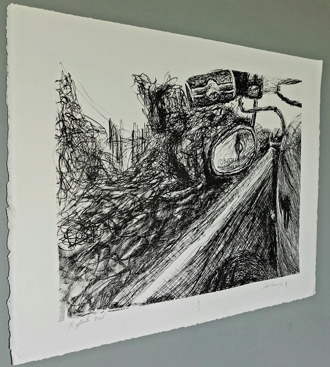 Original Motorcycle Linograph Print - Etsy