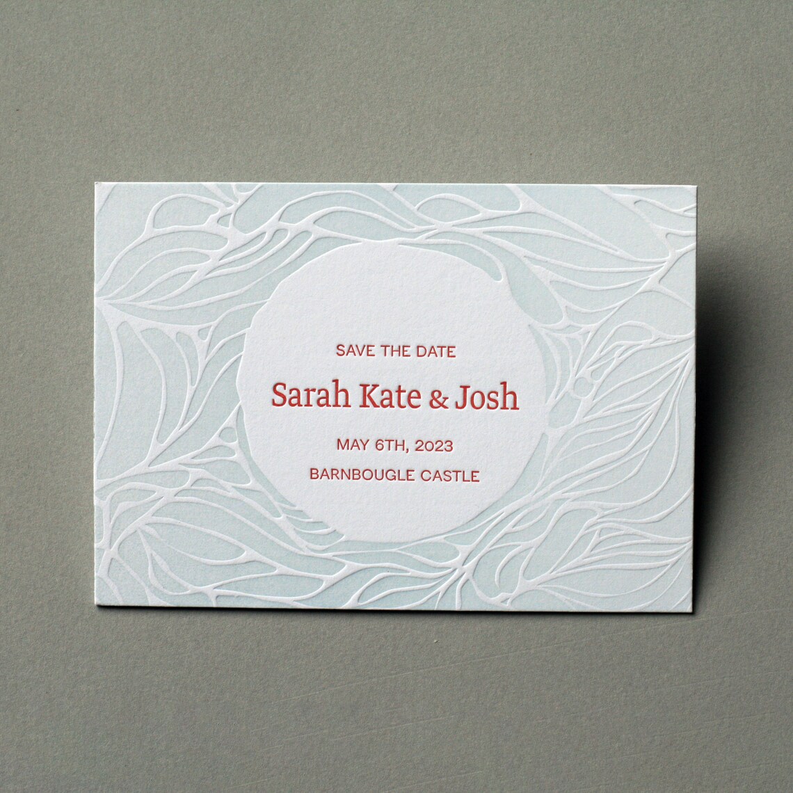 Debossed Water Theme Wedding Invitation Set | Elegant Castle Reflection ...