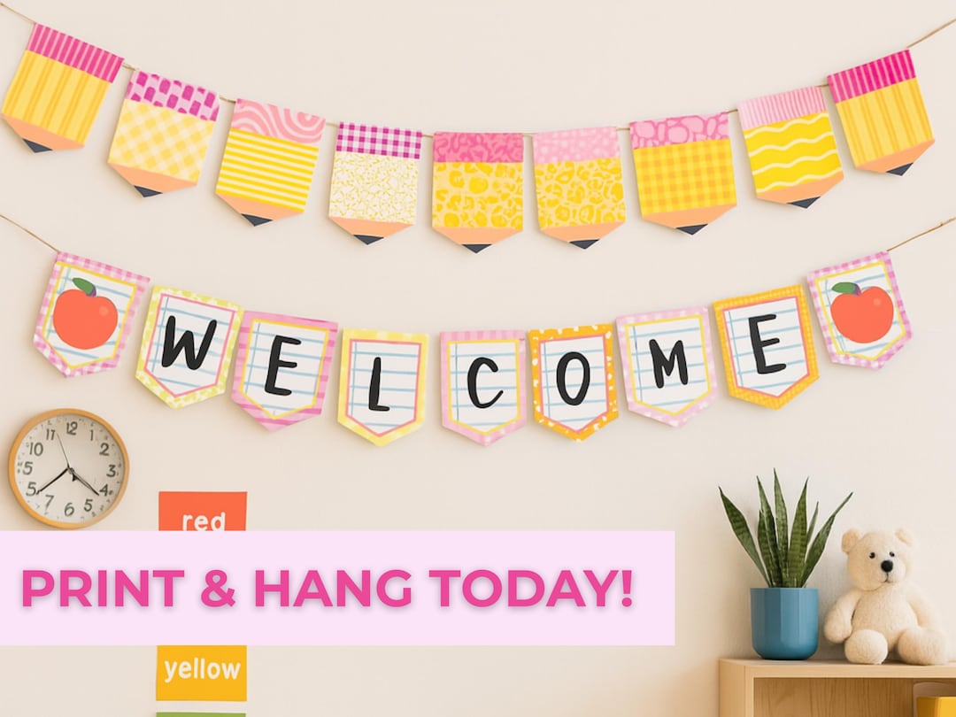 Printable Welcome Banner for Classroom Decor, Digital Download, Pencil ...