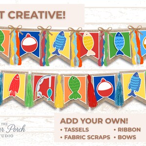 Fishing Birthday Banner Printable, Bright Gone Fishing Party Decor ...