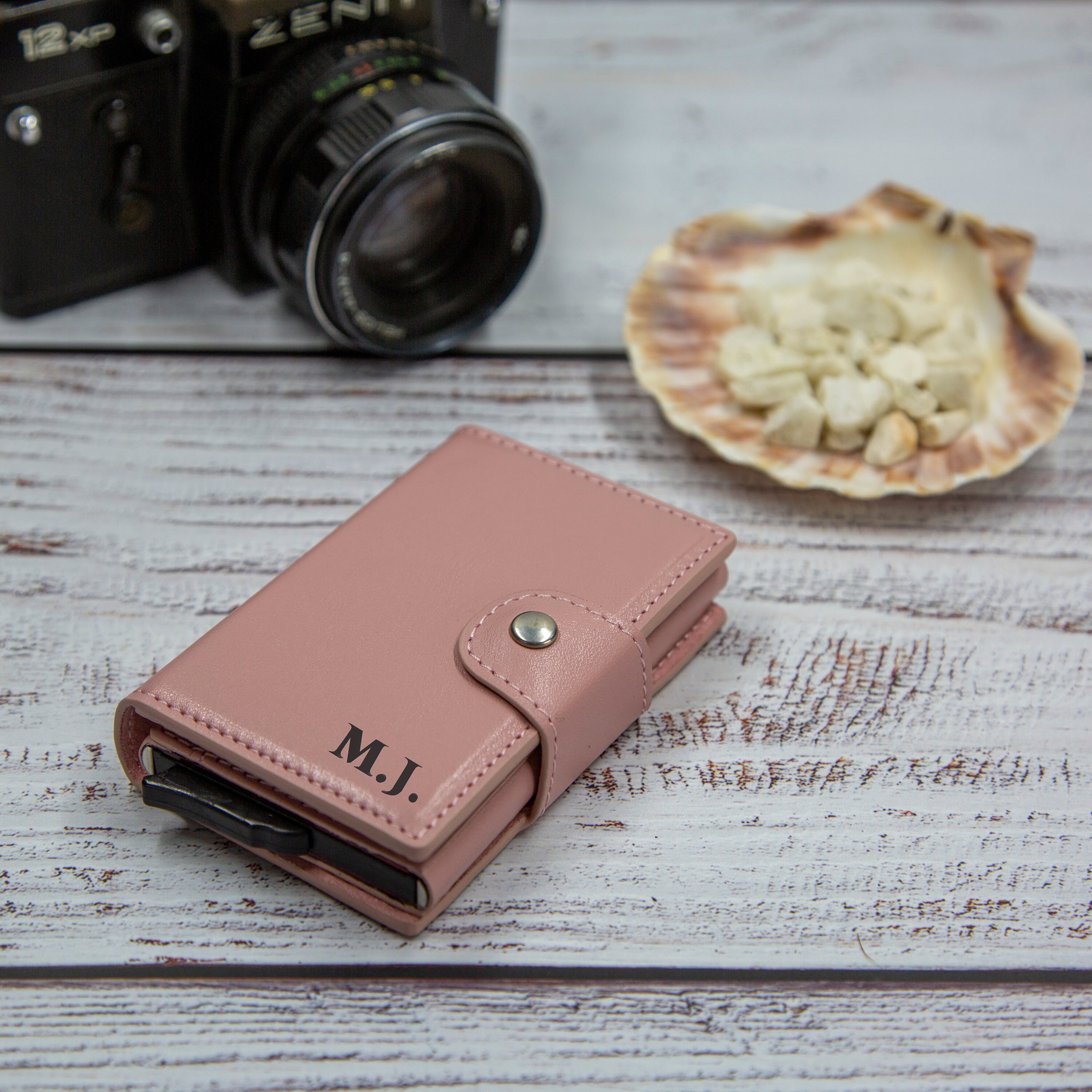 Pink Wallet, Cute Wallet, Minimalist Wallet, Leather Card Case, Popup ...
