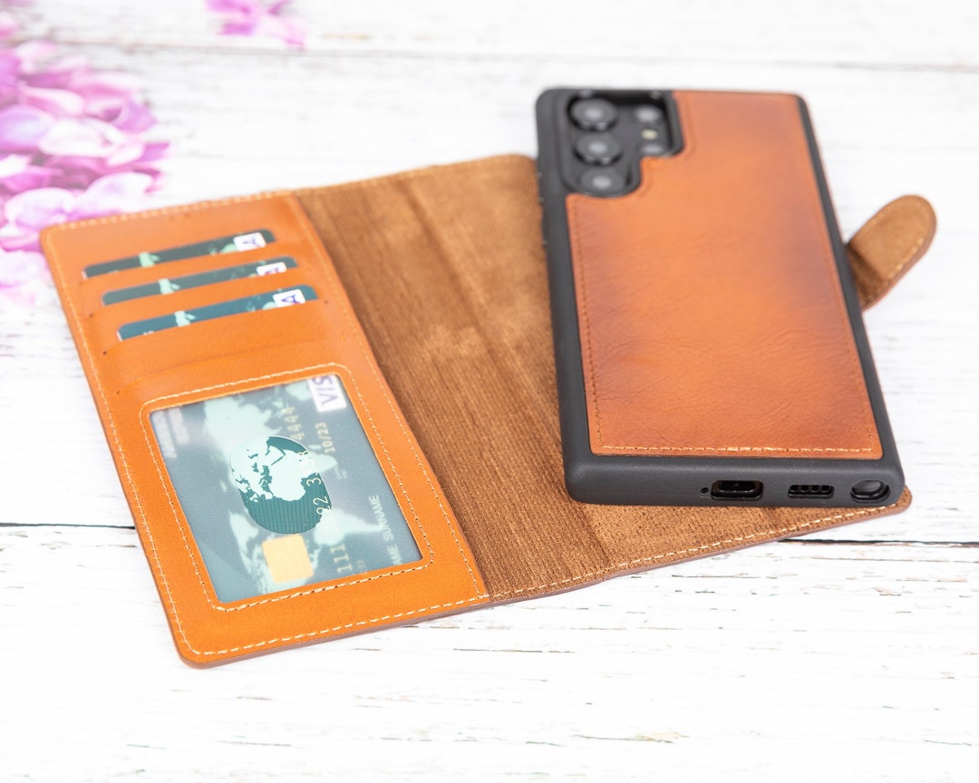 RFID Blocker S22 Leather Card Holder, Personalized Samsung Phone Case ...