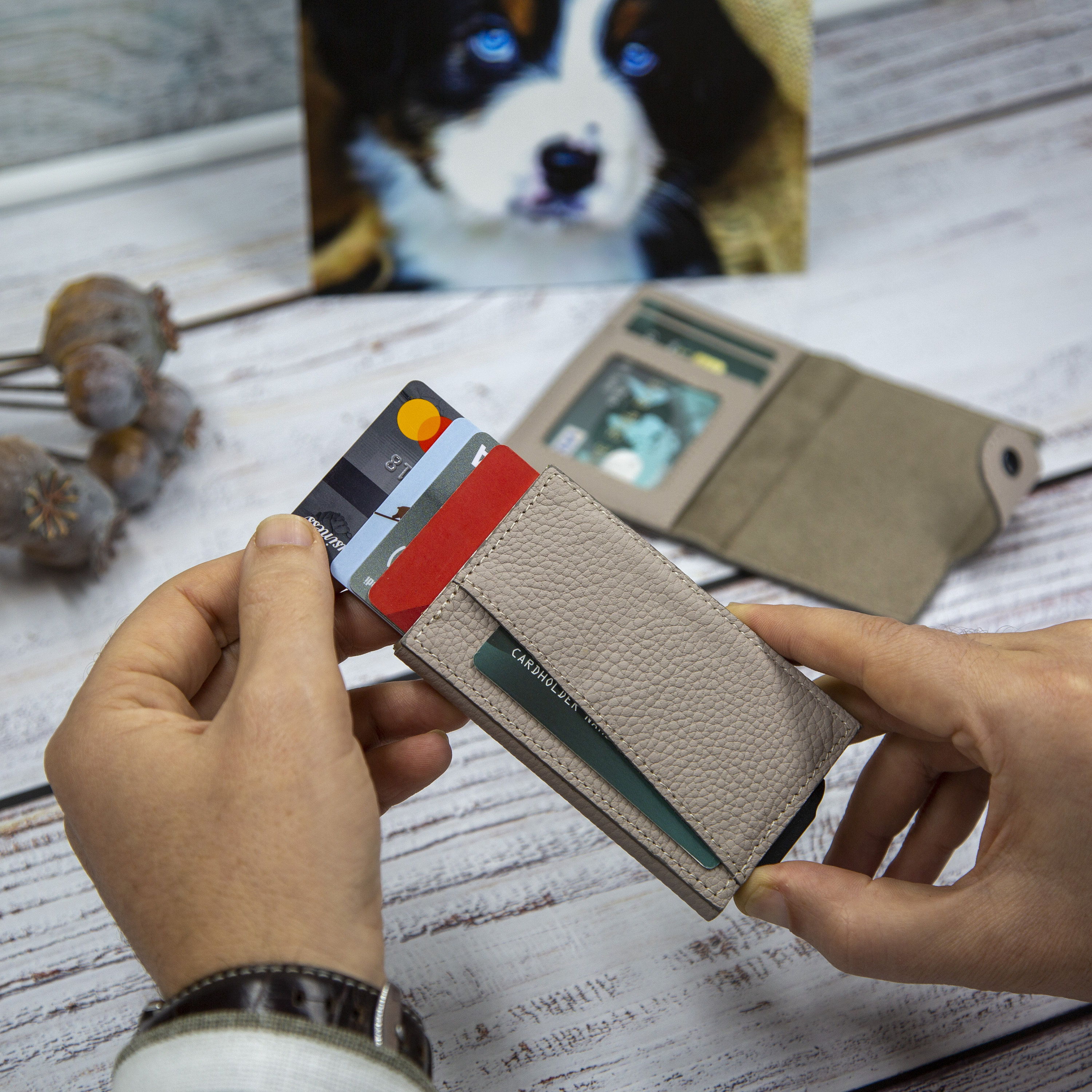 RFID Card Case, Leather Wallet, Pop up Wallet, Mechanism Wallet, Full ...