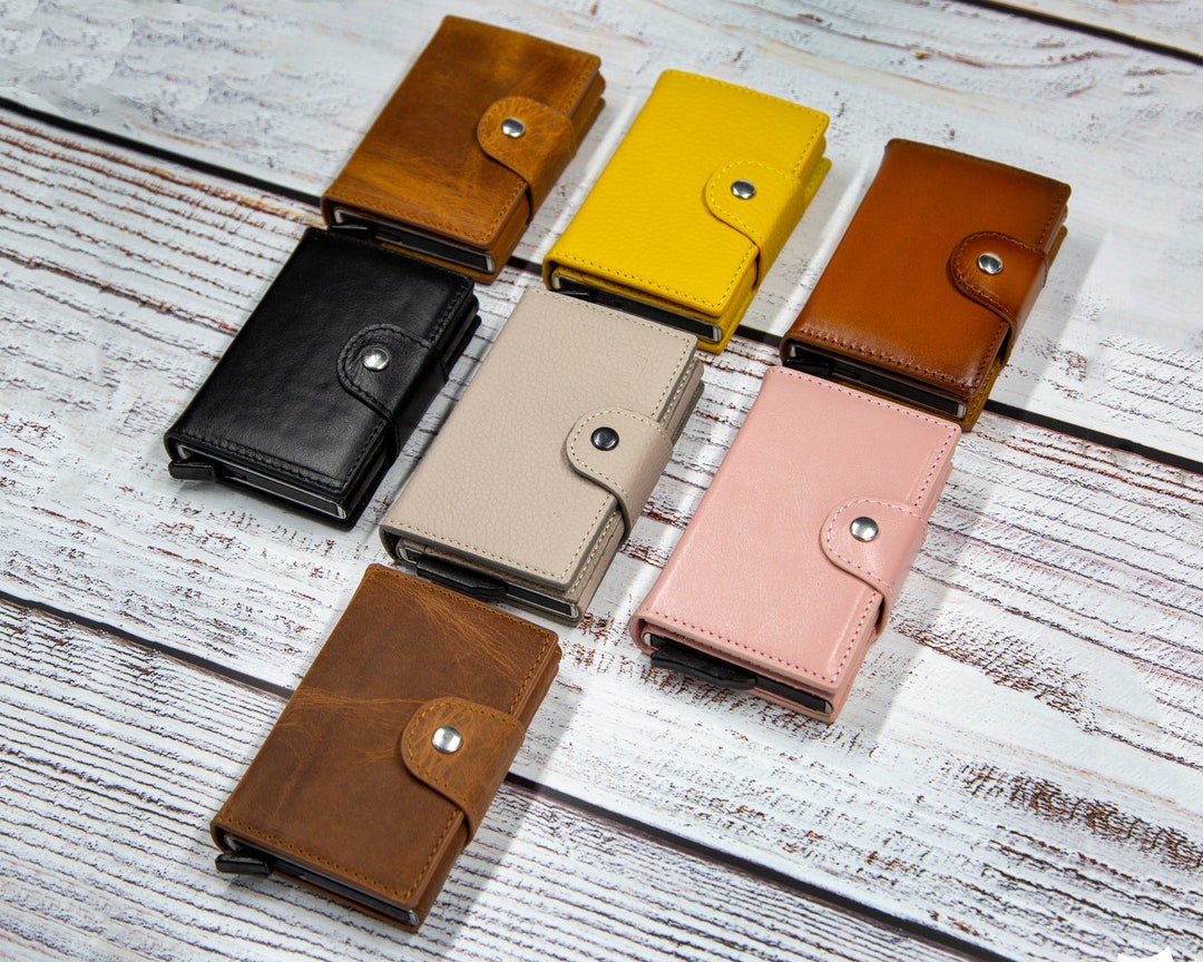 RFID Card Case, Leather Wallet, Pop up Wallet, Mechanism Wallet, Full ...