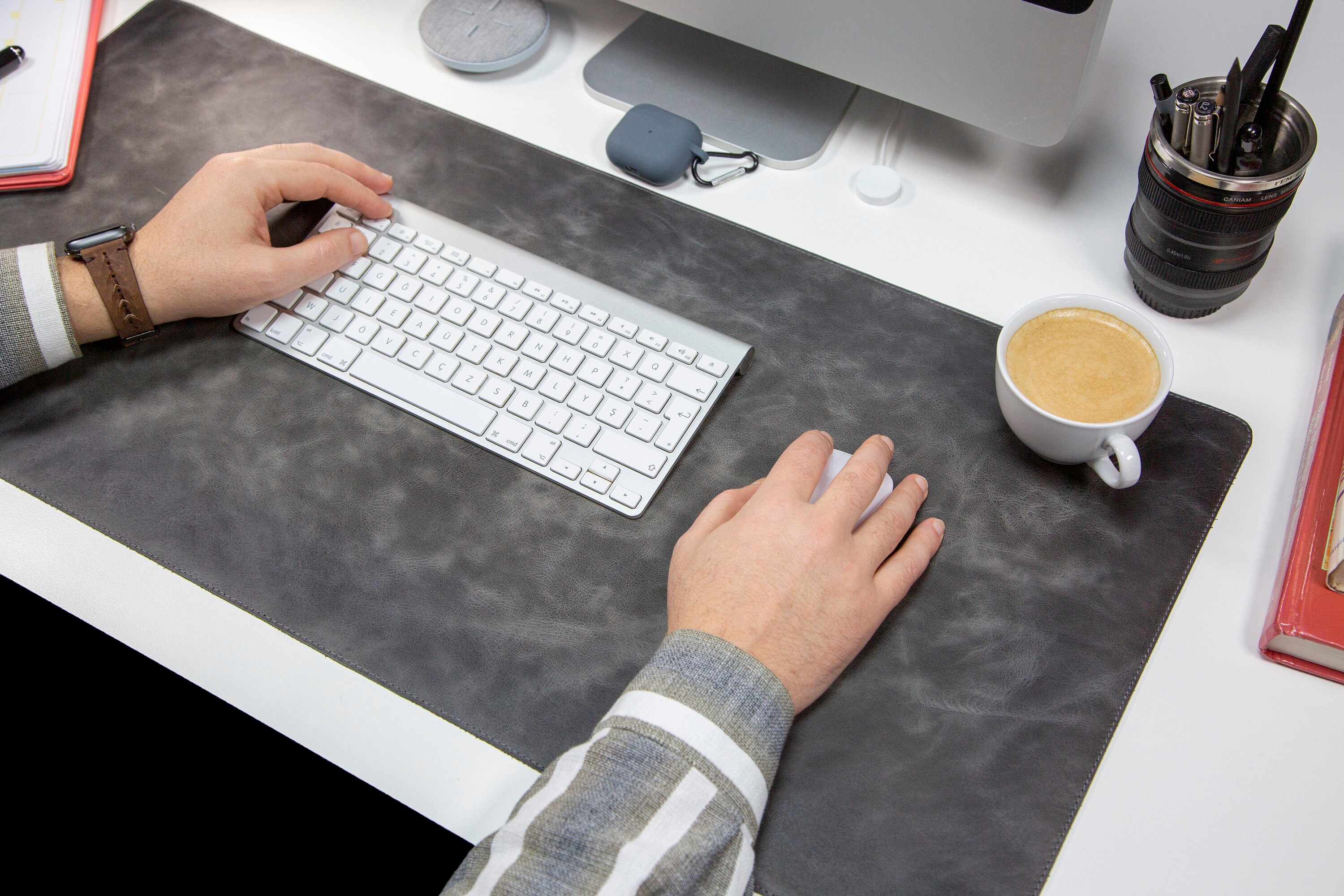 Office Desk Mat, Handmade Full Grain Leather Desk Mat, Leather Mouse ...