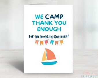 Thank You Camp Counselor Printable - Etsy