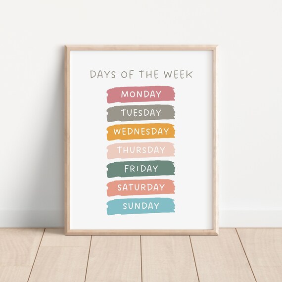 Days of the Week Poster Boho Classroom Homeschool Decor - Etsy