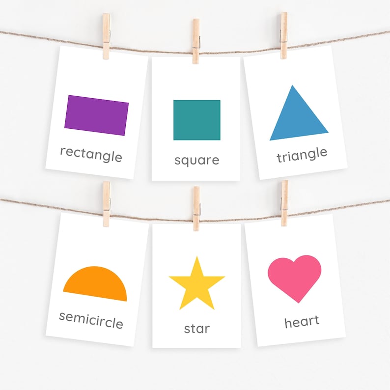 Shapes Flashcards, Basic Geometric Shapes, Toddler Preschool Circle ...