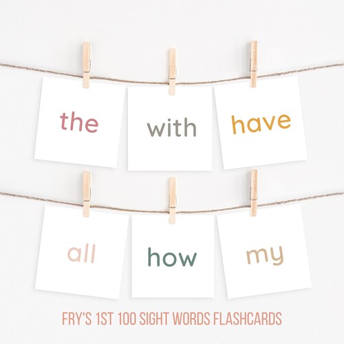 Sight Words Flashcards Fry Word List 1st 100 Kindergarten - Etsy