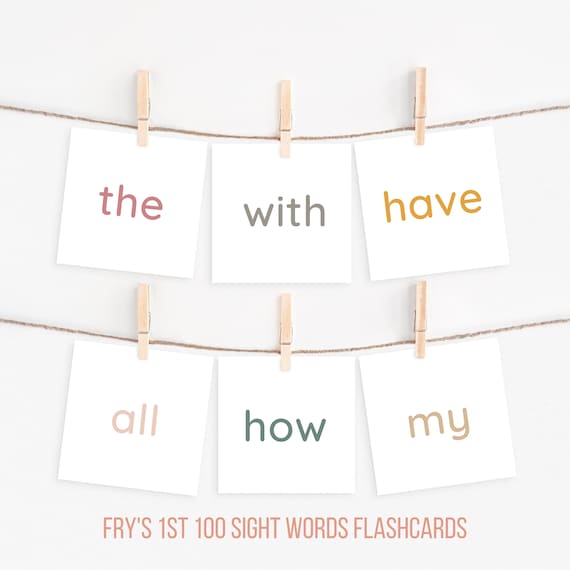 Sight Words Flashcards Fry Word List 1st 100 Kindergarten - Etsy Canada