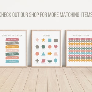 Shapes Educational Poster, Boho Classroom Homeschool Decor, Digital ...