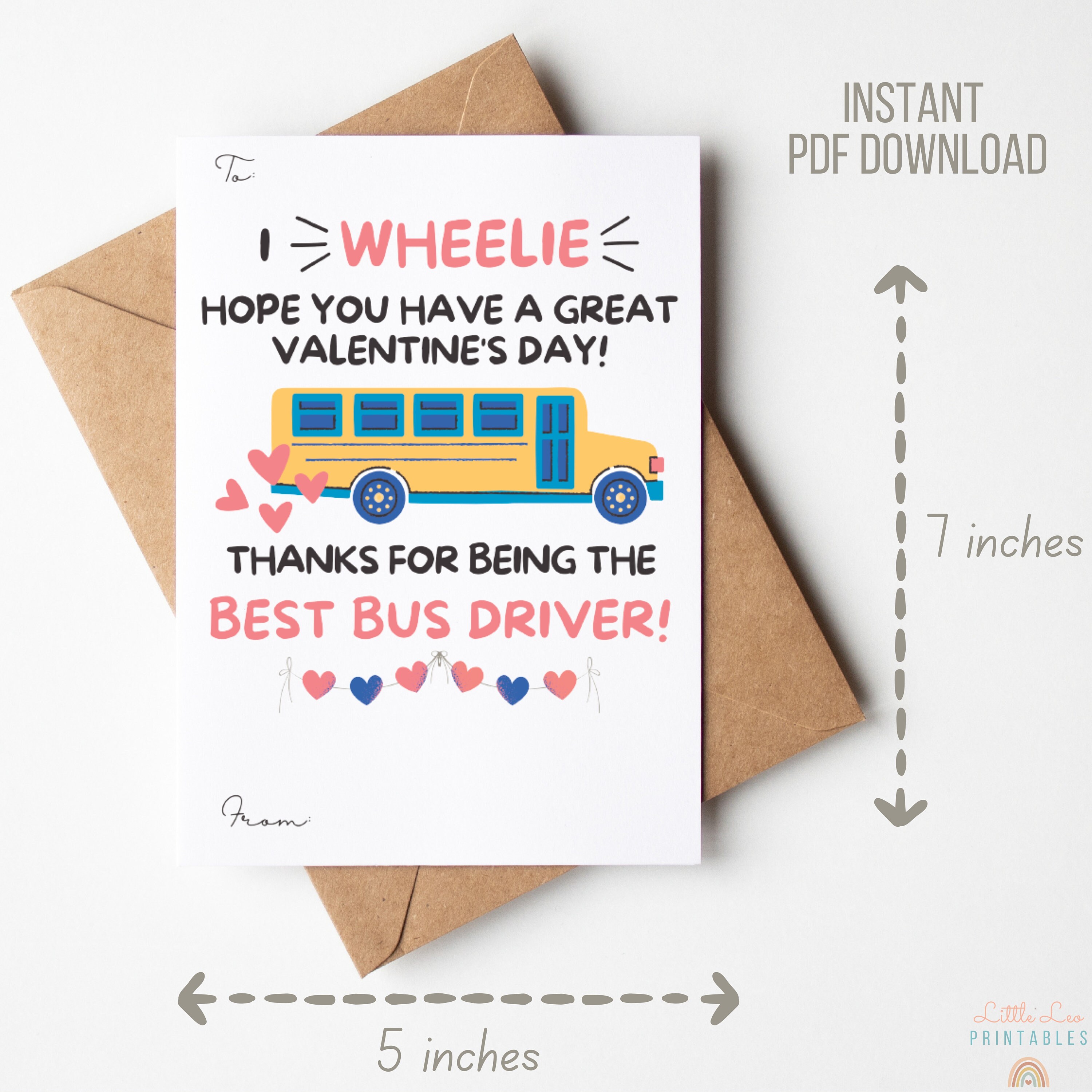 Bus Driver Valentine's Card: Gift Card Holder (PDF) - Etsy