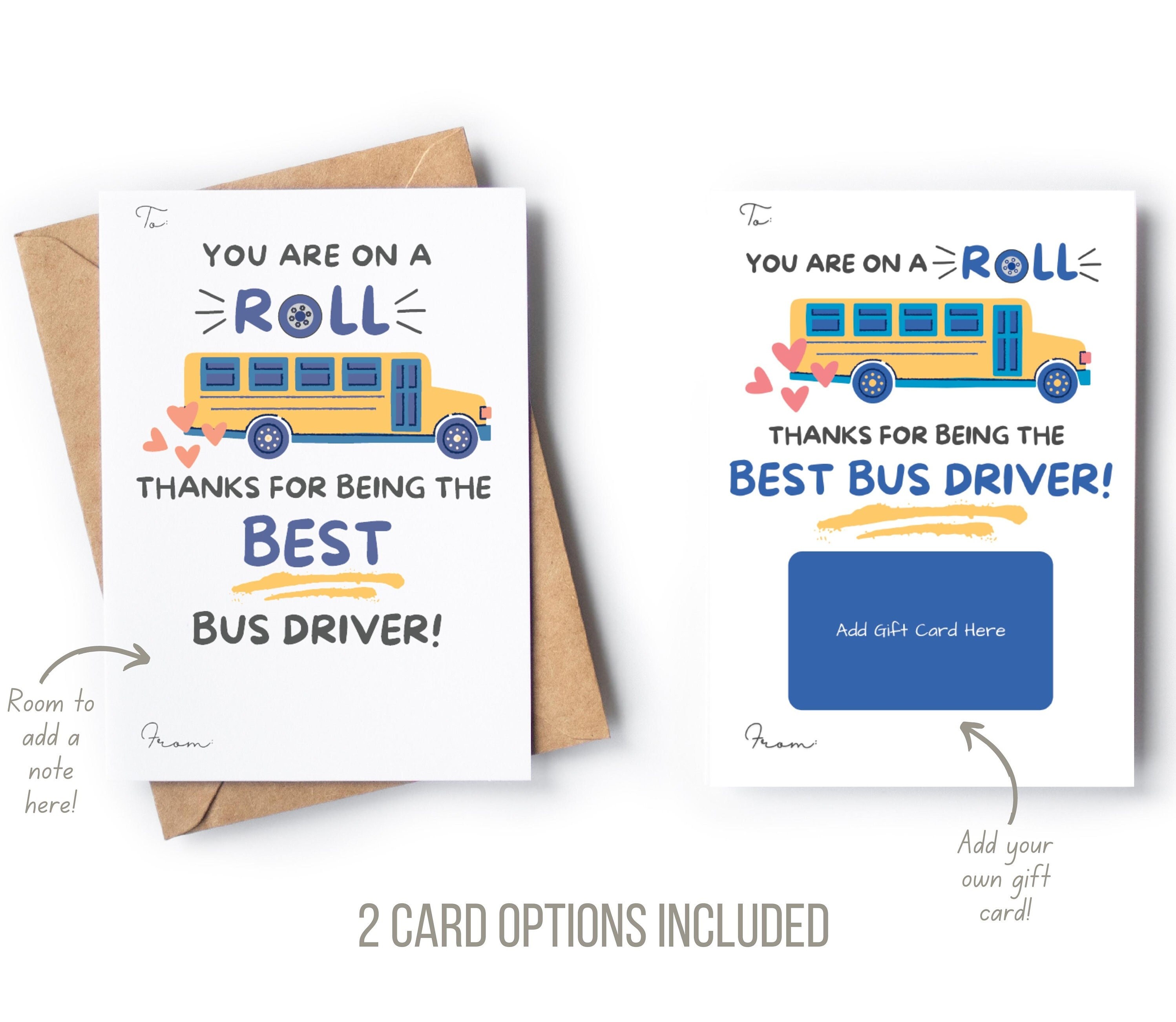 School Bus Driver Thank You Card, Gift Card Holder, Appreciation Gift ...