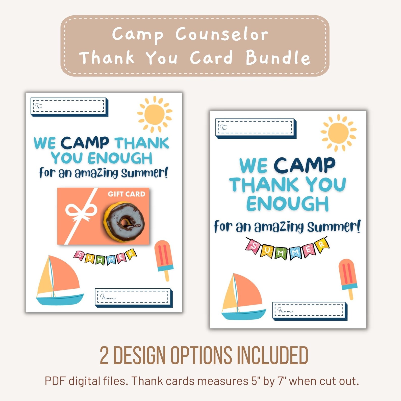 Camp Counselor Thank You Card Printable Camp Counselor - Etsy