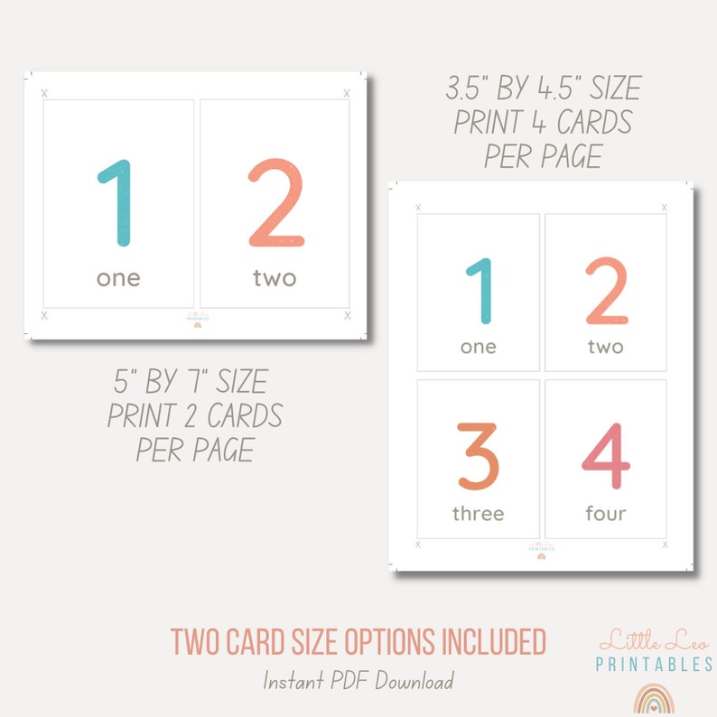 Neutral Numbers 1-20 Flashcards Printable, Boho Number Cards, Count to ...
