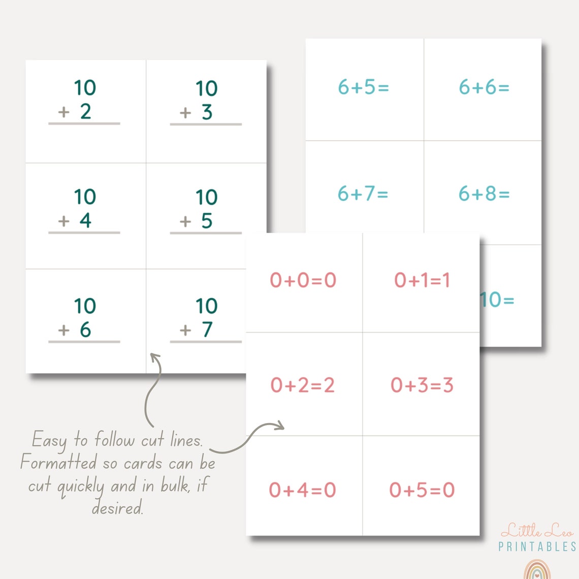 Addition Flash Cards Addition Facts Cards 1-10 Kindergarten - Etsy