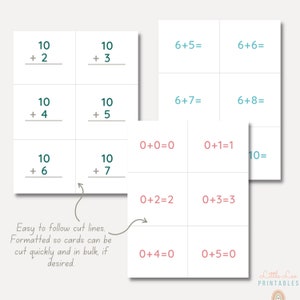 Addition Flash Cards Addition Facts Cards 1-10 Kindergarten - Etsy