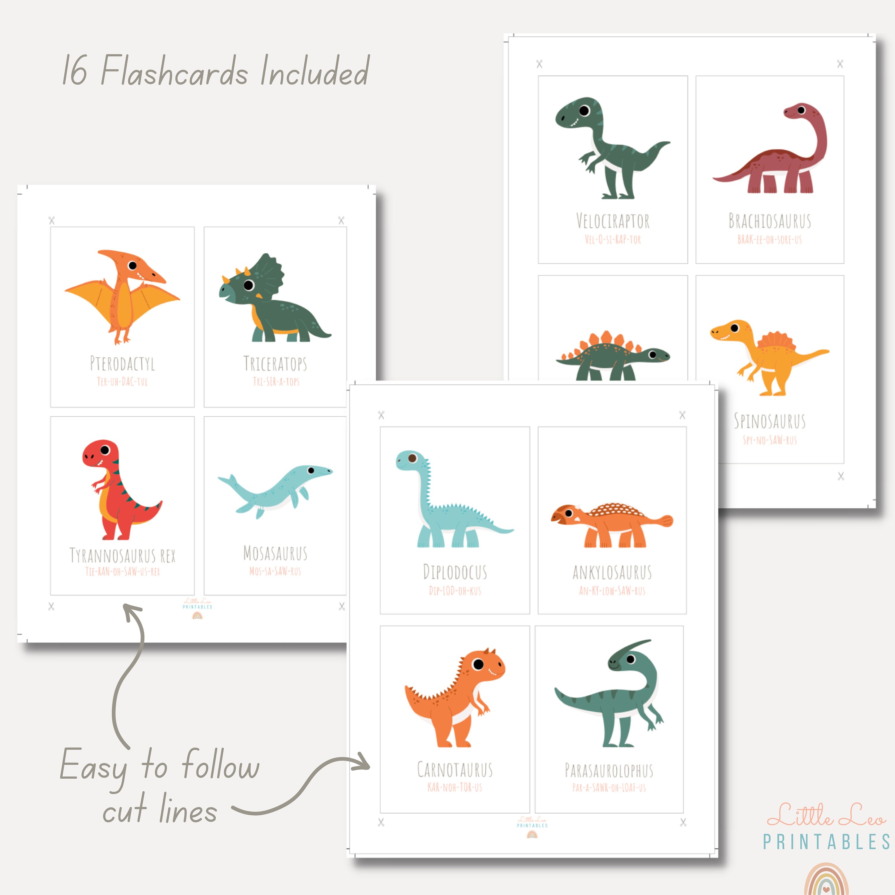 Dinosaur Flashcards: Boho Classroom Decor (digital Download) - Etsy
