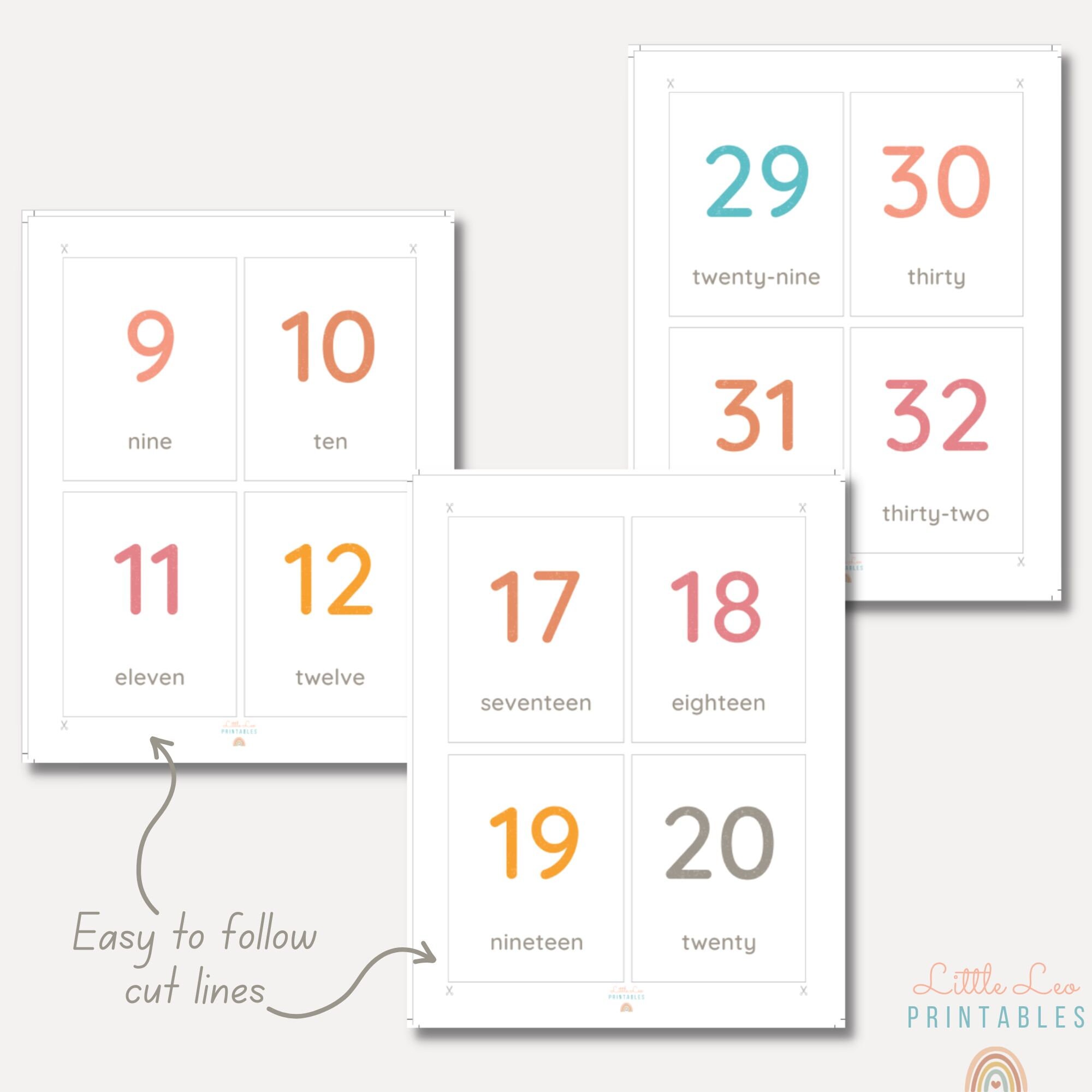 Numbers 1-100 Flashcards Printable, Neutral Boho Number Cards for Kids ...