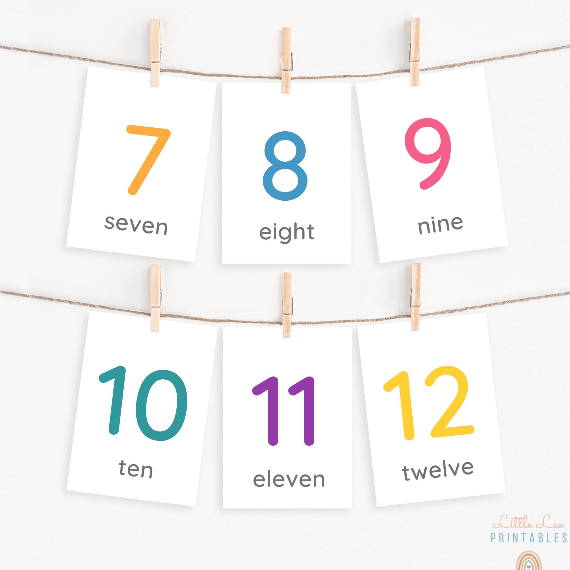 Flashcards Numbers 1-20, Rainbow Numbers Cards, Counting Classroom ...