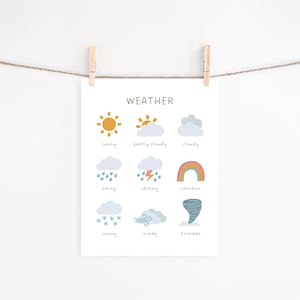 Weather Poster, Boho Classroom Homeschool Decor, Educational Print ...