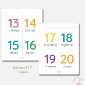 Flashcards Numbers 1-20, Rainbow Numbers Cards, Counting Classroom ...