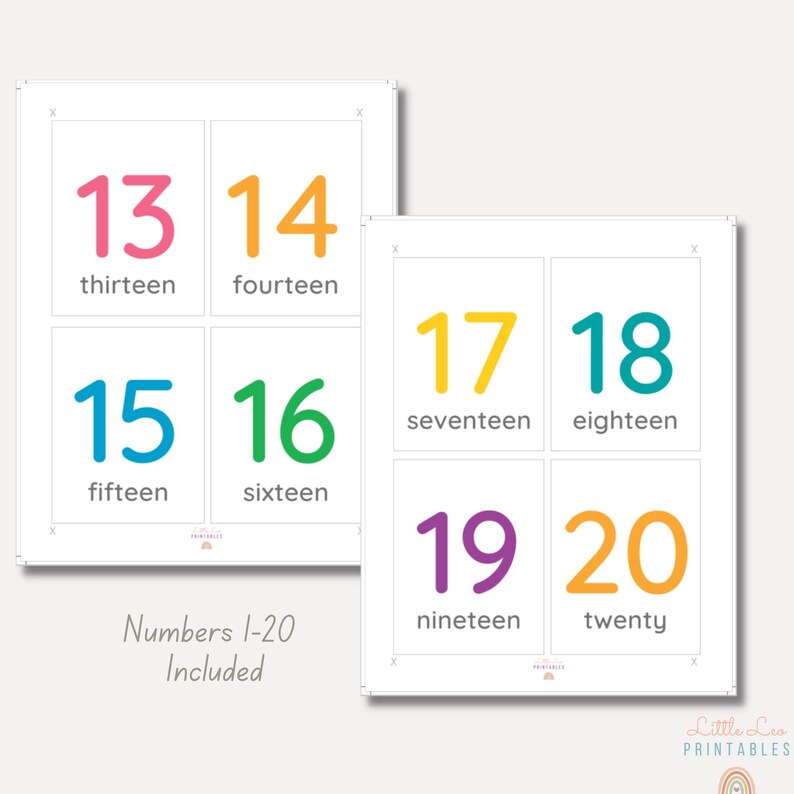 Flashcards Numbers 1-20, Rainbow Numbers Cards, Counting Classroom ...