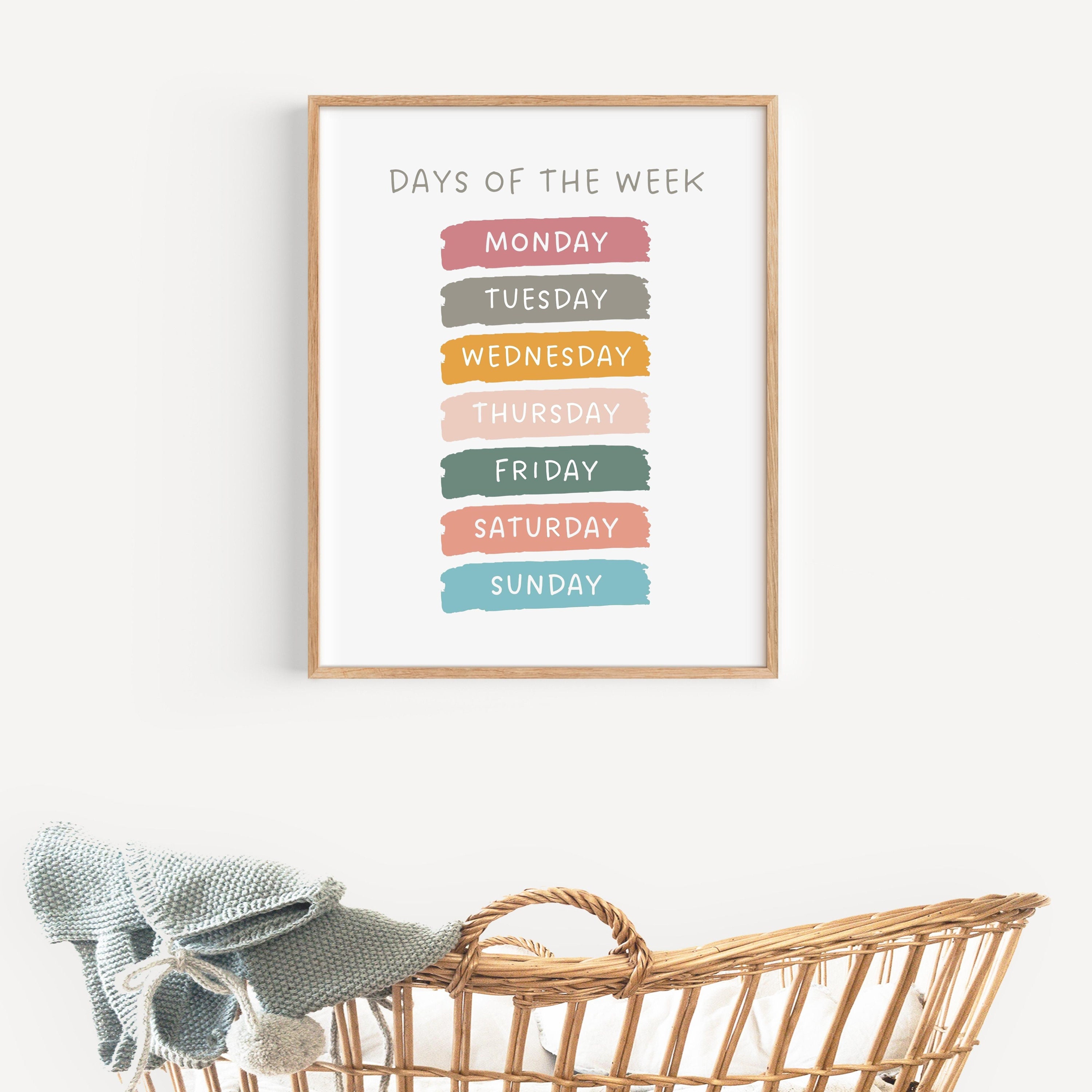 Days of the Week Poster Boho Classroom Homeschool Decor - Etsy