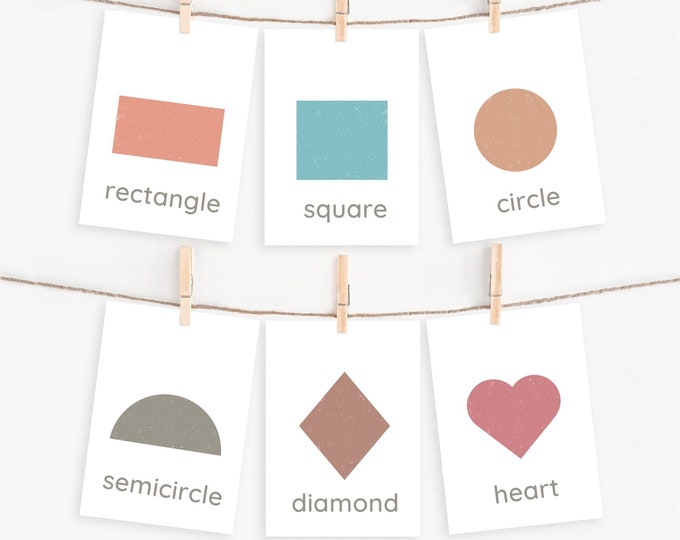 Minimalist Shapes Flashcards Printable | Modern Basic Shape Flash Cards ...