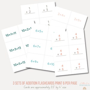 Addition Flash Cards, Addition Facts Cards 1-10, Kindergarten 1st Grade ...